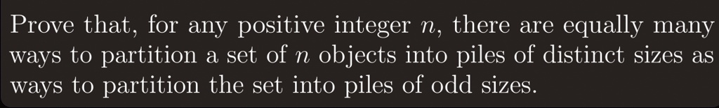 Prove that, for any positive integer n, there are equally many ways to ...
