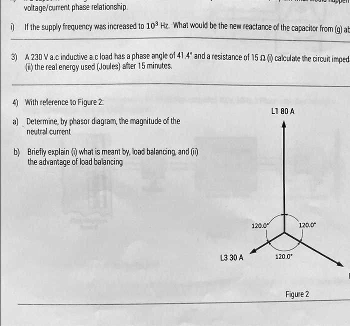 voltage/current phase relationship. i) If the supply frequency was ...