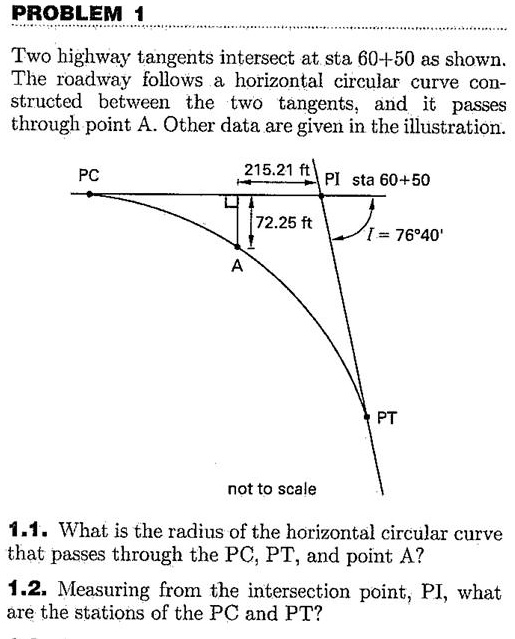 SOLVED: asap PROBLEM Two highway tangents intersect at sta 60+50 as ...