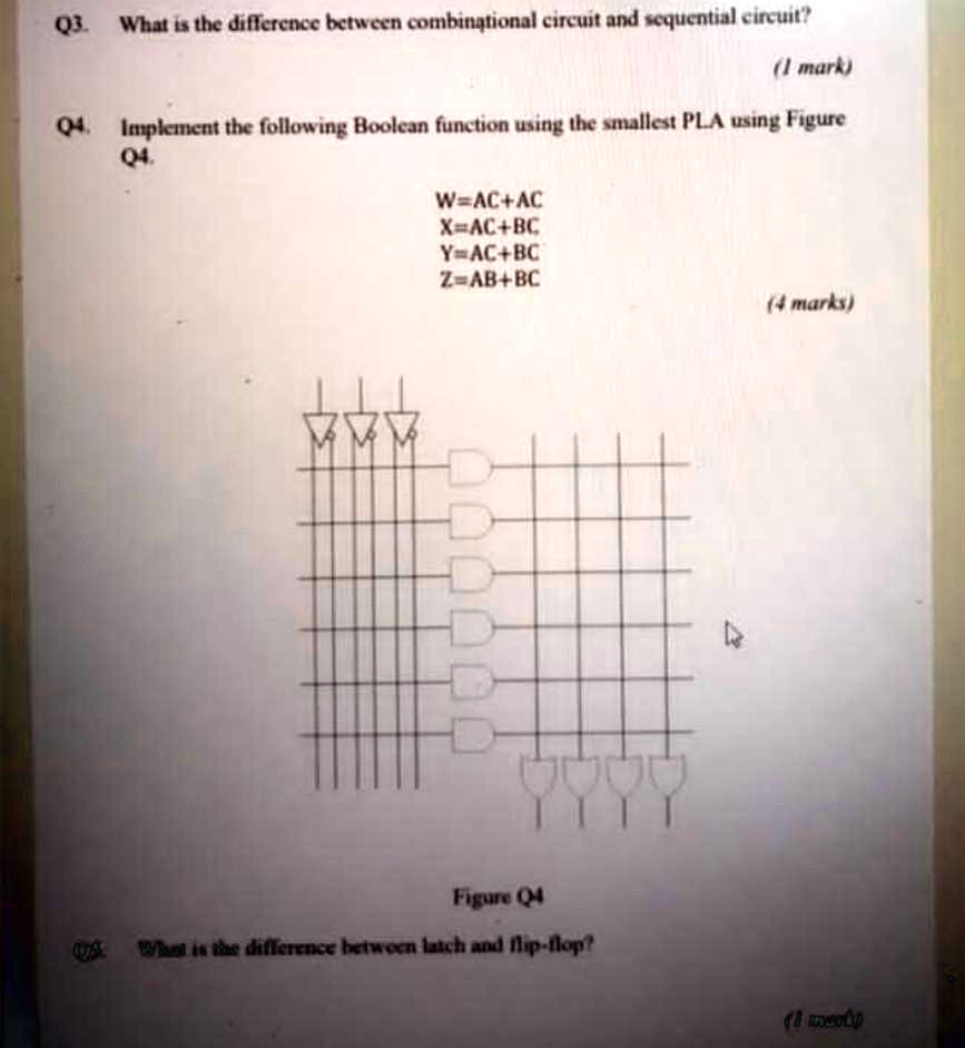 Solved Q3 What Is The Difference Between Combinational Circuit And Sequential Circuit 1 Mark