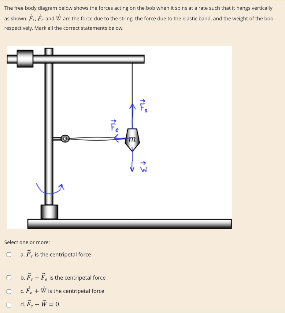 The free body diagram below shows the forces acting on the bob when it ...