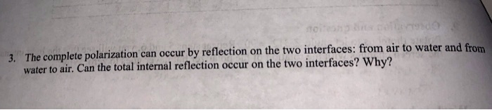 the complete polarization can occur by reflection on the two interfaces from air to water and ...
