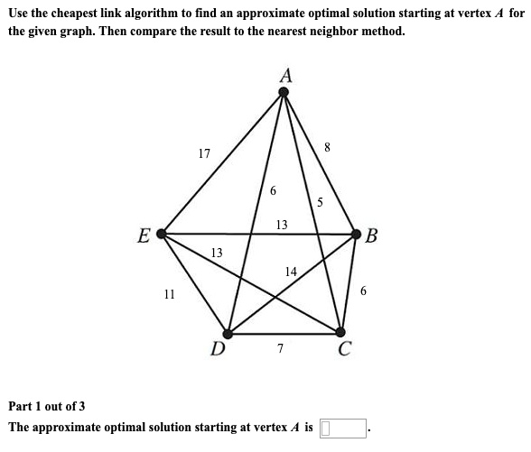 SOLVED: Use the cheapest link algorithm to find an approximate optimal ...