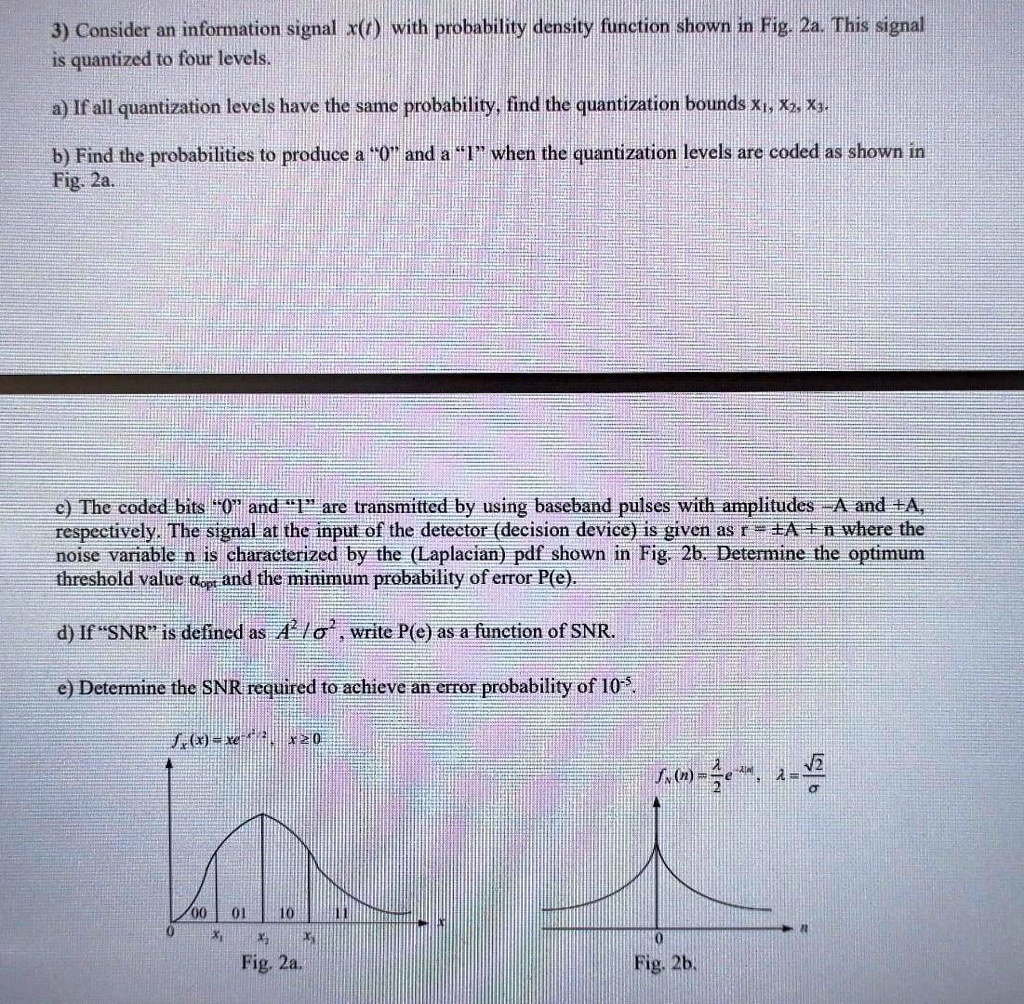 SOLVED: Texts: 3. Consider an information signal xr with probability density function shown in ...
