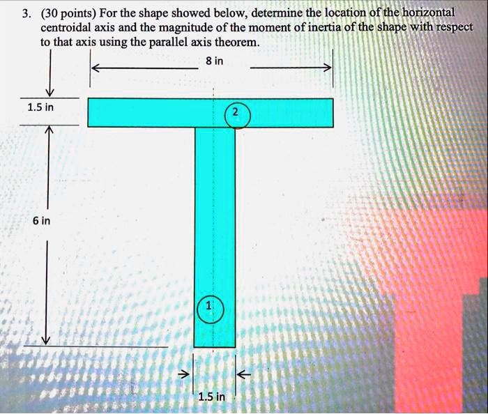 3. (30 points) For the shape showed below, determine the location of the horizontal centroidal ...