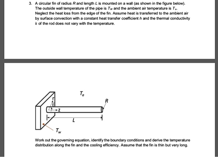 SOLVED: 3. A circular fin of radius R and length L is mounted on a wall ...