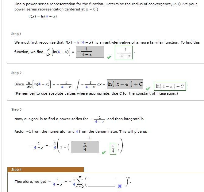 Find a power series representation for the function. Determine the radius of convergence, R ...