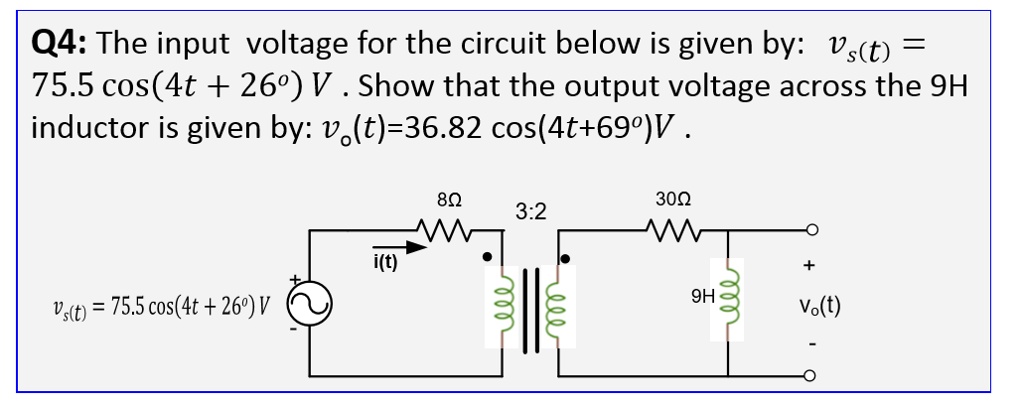 prove the question shown below q4 the input voltage for the circuit below is given by vst 755 ...