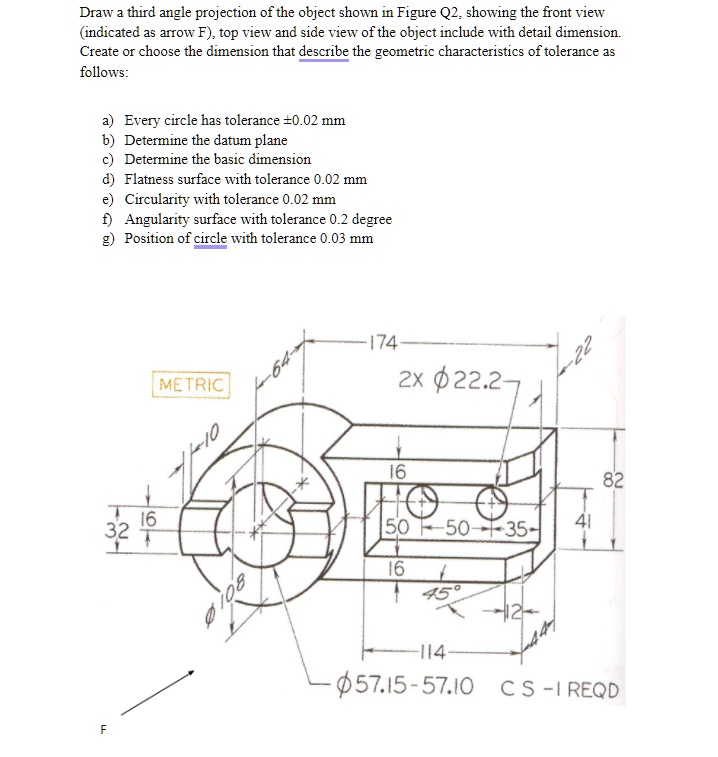 SOLVED: I would like to know how to draw using AutoCAD. Draw the third angle projection of the ...