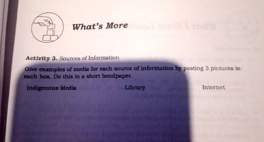 What's More Activity 3. Sources of Information Give examples of media ...