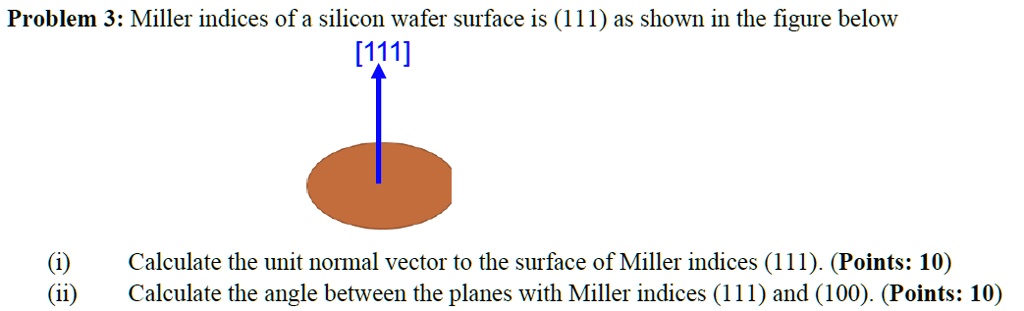 [GET ANSWER] problem 3 miller indices of a silicon wafer surface is 111 ...