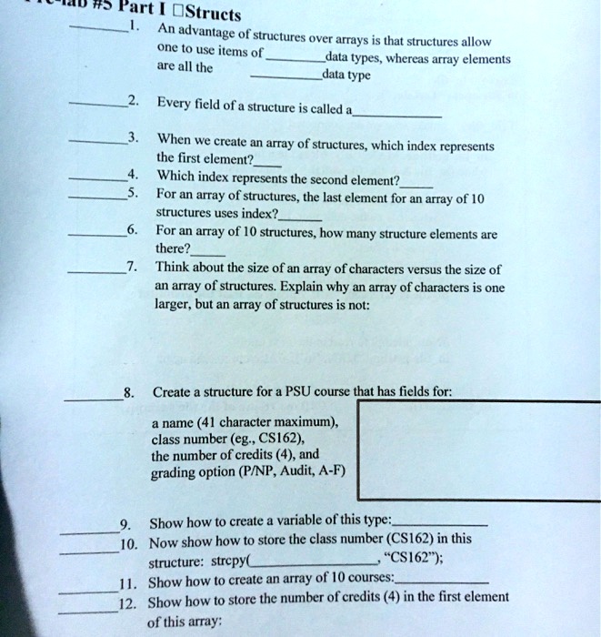 SOLVED: one to use items of are all the edata types, whereas array elements data type 2. Every ...