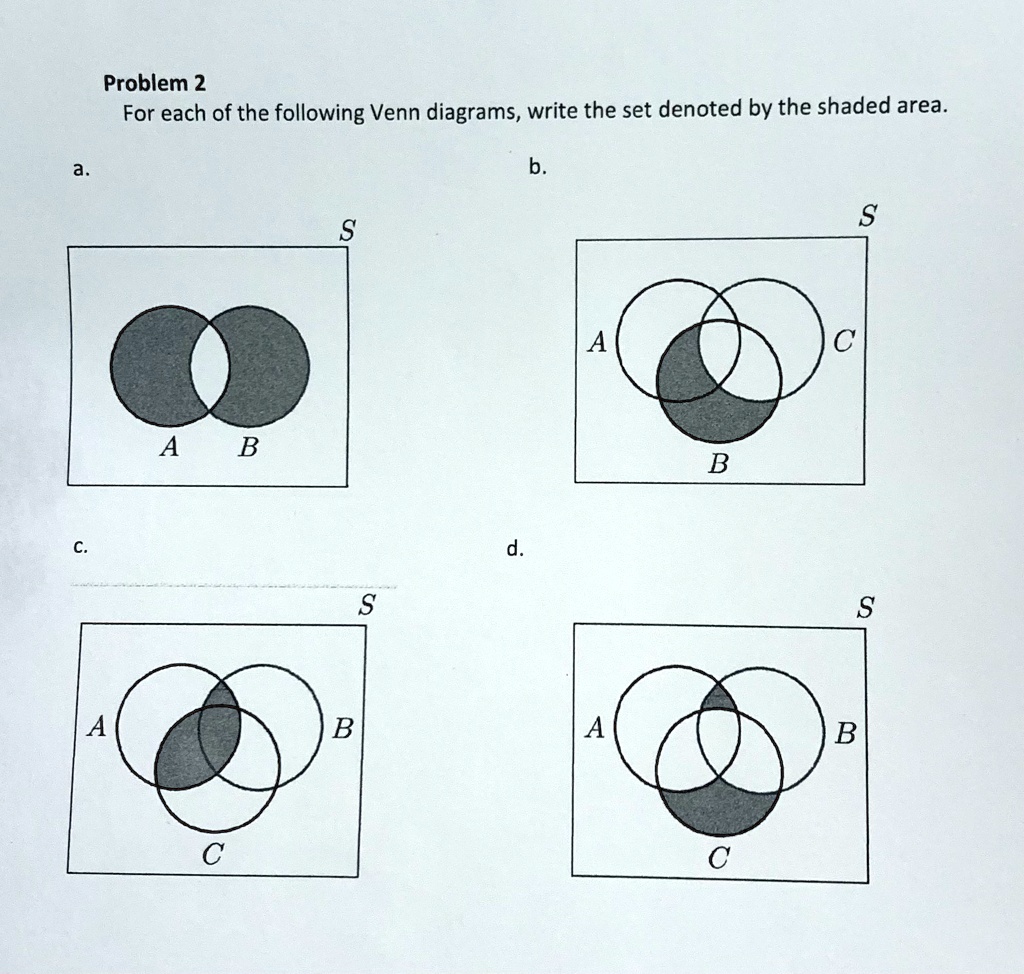 Problem 2 For each of the following Venn diagrams, write the set ...