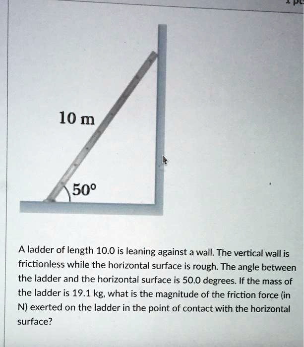 SOLVED: A ladder of length 10.0 m is leaning against a wall. The ...
