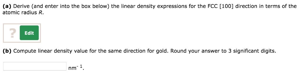 SOLVED: (a) Derive (and enter into the box below) the linear density ...