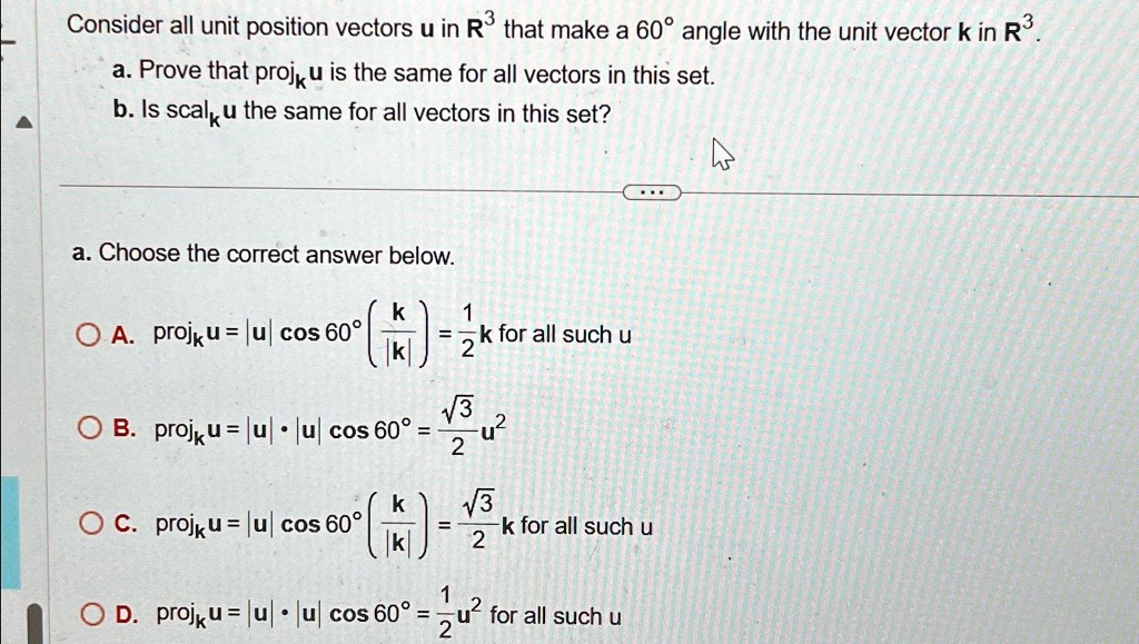 Consider all unit position vectors u in ℝ^3 that make a 60° angle with ...