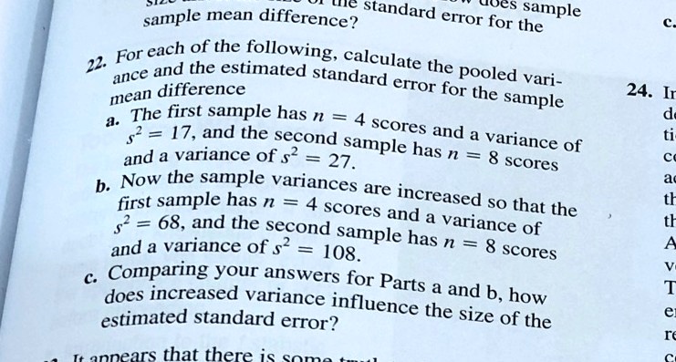 SOLVED: LC mean standard uoes sample difference? error sample for the ...