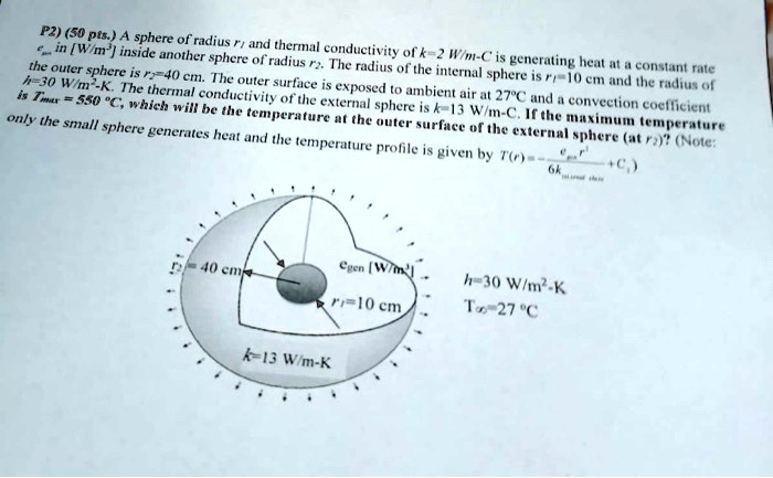 SOLVED: The heat generated by a sphere with a radius of r=10 cm and a ...