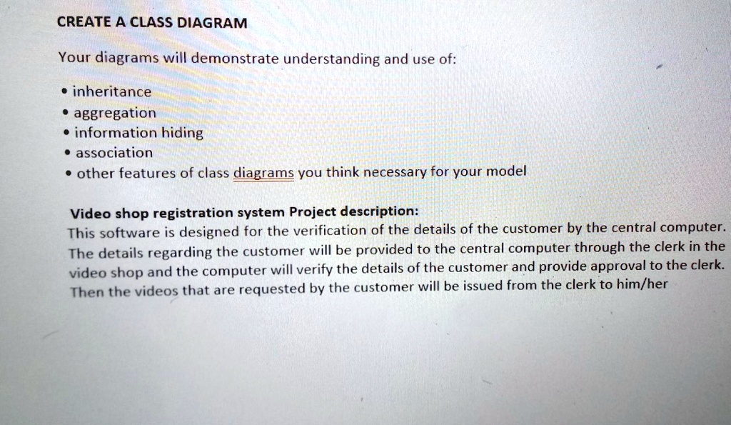 SOLVED: Create a "CLASS DIAGRAM" (UML), including the relationships ...