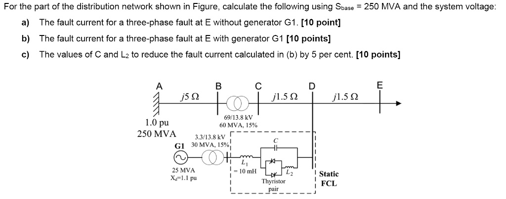 SOLVED: For the part of the distribution network shown in Figure, calculate the following using ...