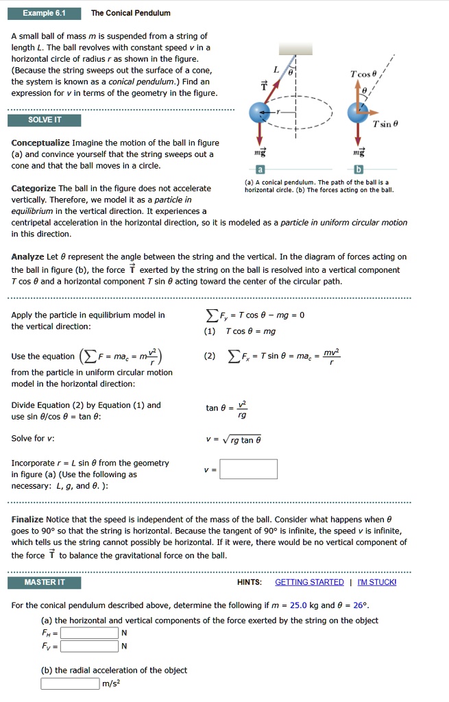 example 61 the conical pendulum small ball of mass m is suspended from ...