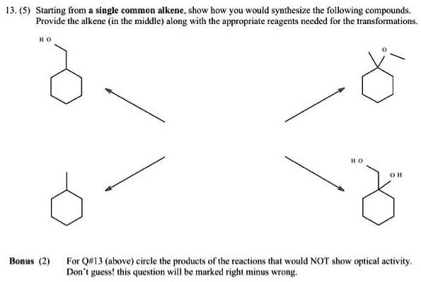 SOLVED: 13. (5) Starting from single common alkene. show how YOu would ... SOLVED: 13. (5) Starting from single common alkene. show how YOu would ...