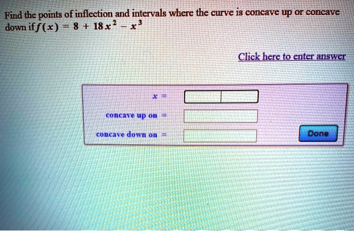 SOLVED: Find the points of inflection and intervals where the curve is concave up or concave ...