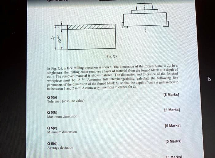 SOLVED: Fig.QS In Fig Q5.a face milling operation is shownThe dimension ...
