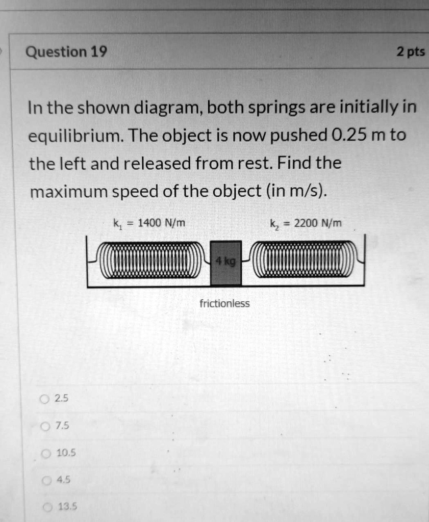 SOLVED: In the shown diagram, both springs are initially in equilibrium ...