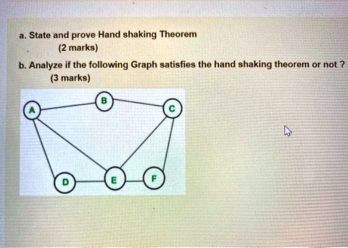 SOLVED: State and prove Hand shaking Theorem (2 marks) b. Analyze if ... SOLVED: State and prove Hand shaking Theorem (2 marks) b. Analyze if ...