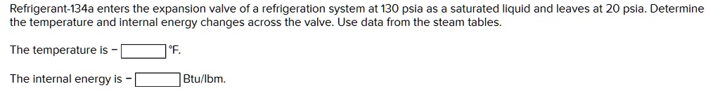 SOLVED: Refrigerant-134a enters the expansion valve of a refrigeration system at 130 psia as a ...