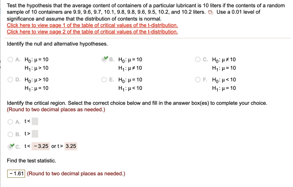 SOLVED: Test the hypothesis that the average content of containers of a ...