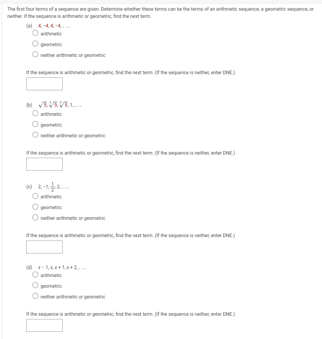 Solved The First Four Terms Of A Sequence Are Given Determine Whether