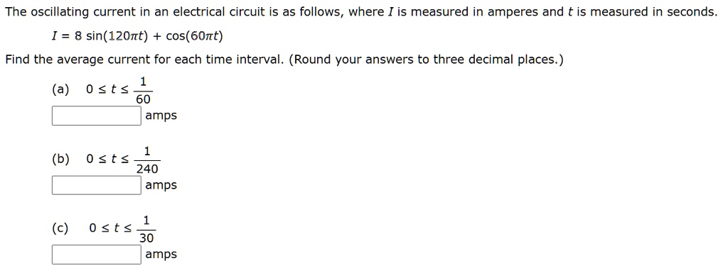 the oscillating current in an electrical circuit is as follows where i ...