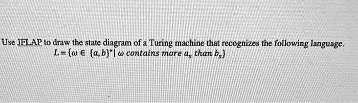SOLVED: Use JFLAP to draw the state diagram of a Turing machine that ...