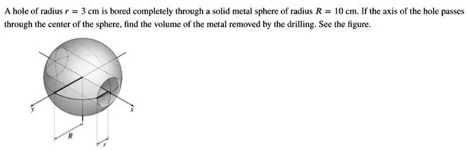 SOLVED: A hole of radius r = 3 cm is bored completely through a solid ...