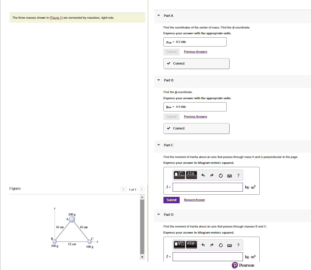 SOLVED: Text: Need Part C and D The three masses shown in (Figure 1) are connected by massless ...