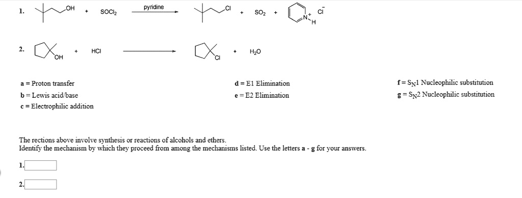 SOLVED: Text: pyridine SOCl2 SO2 HCl H2O Proton transfer = Lewis acid ...