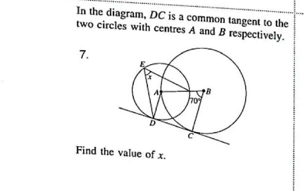 in the diagram dc is 2 common two circles with centres tangent to the a ...