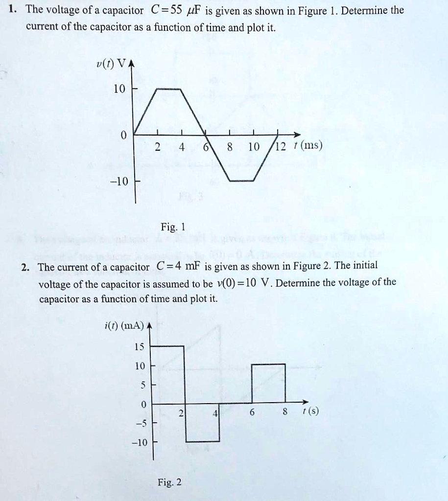 1. The voltage of a capacitor C=55 µF is given as shown in Figure 1 ...
