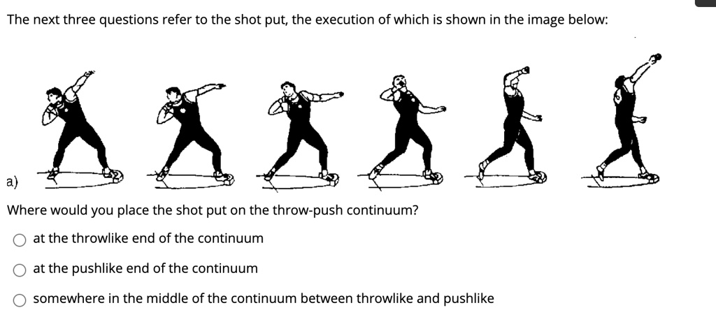 the next three questions refer to the shot put the execution of which ...