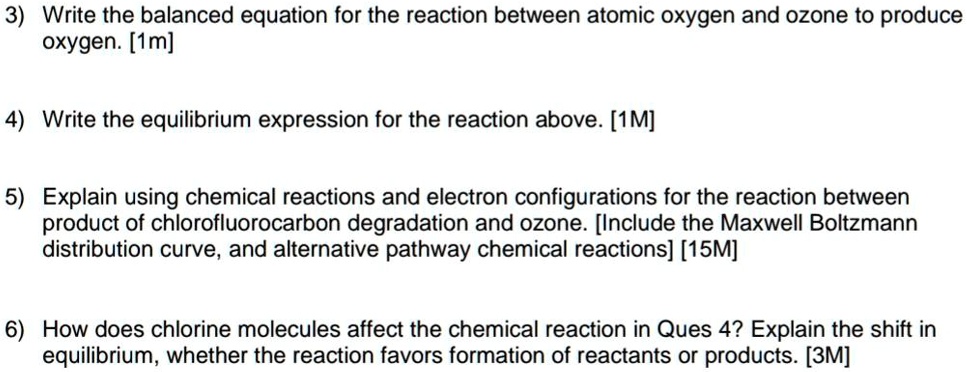 Solved 3 Write The Balanced Equation For The Reaction Between Atomic