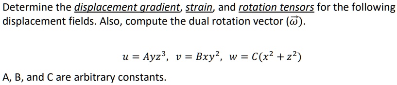 SOLVED: Determine the displacement gradient, strain, and rotation ...
