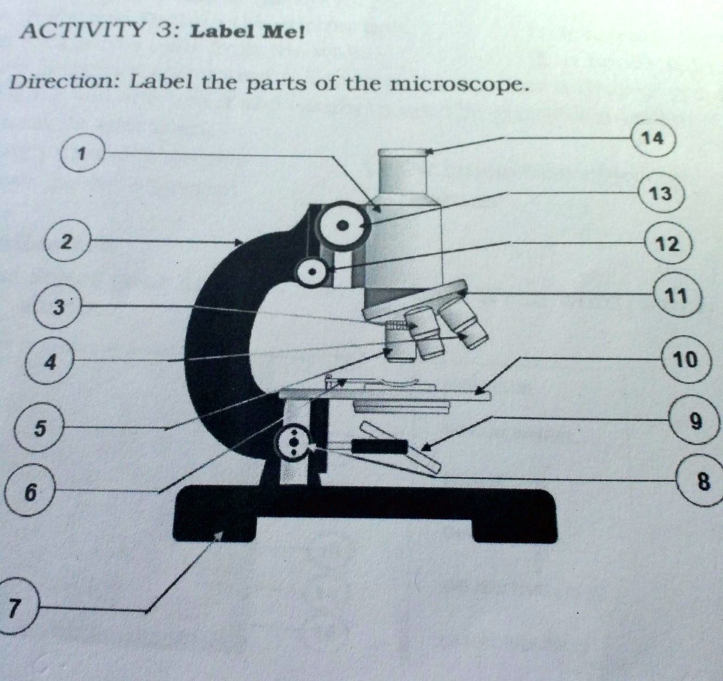 ACTIVITY 3: Label Me! Direction: Label the parts of the microscope. 7 2 ...