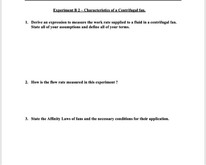 Experiment b 2 characteristics of a centrifugal fan l derive...