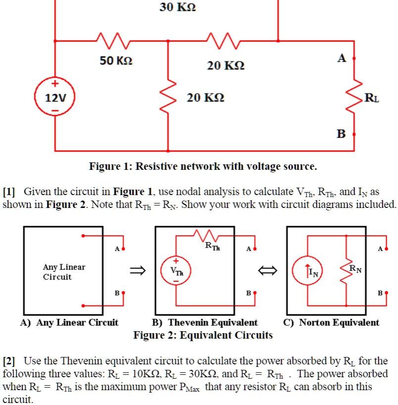 SOLVED: 1] Given the circuit in Figure 1, use nodal analysis to calculate VTh, RTh, and IN as ...