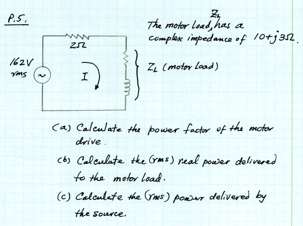 SOLVED: P.S. The motor load has a complex impedance of 10+j3Î©. ZL ...