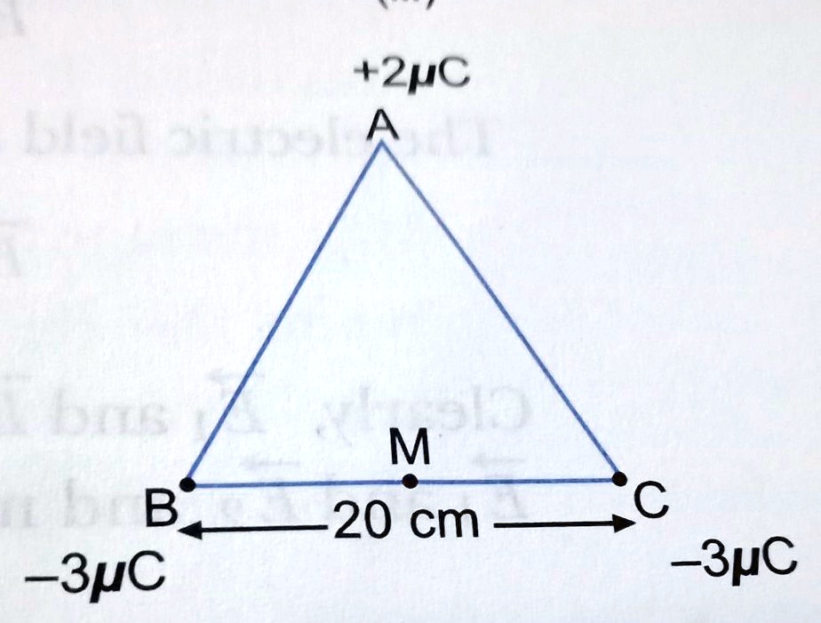 three point charges of 2 microcoulomb 3 microcoulomb and 3 microcoulomb ...