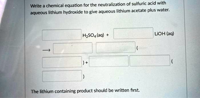 Write a chemical equation for the neutralization of sulfuric acid with ...