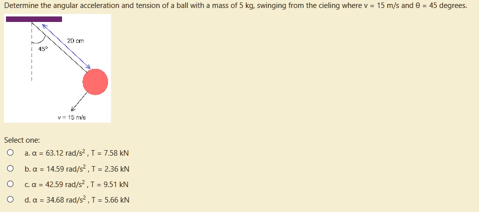 SOLVED: Determine the angular acceleration and tension of a ball with a ...